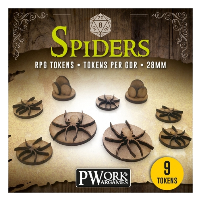 PWORK WARGAMES Rpg Tokens - Spiders - Dadi e Mattoncini