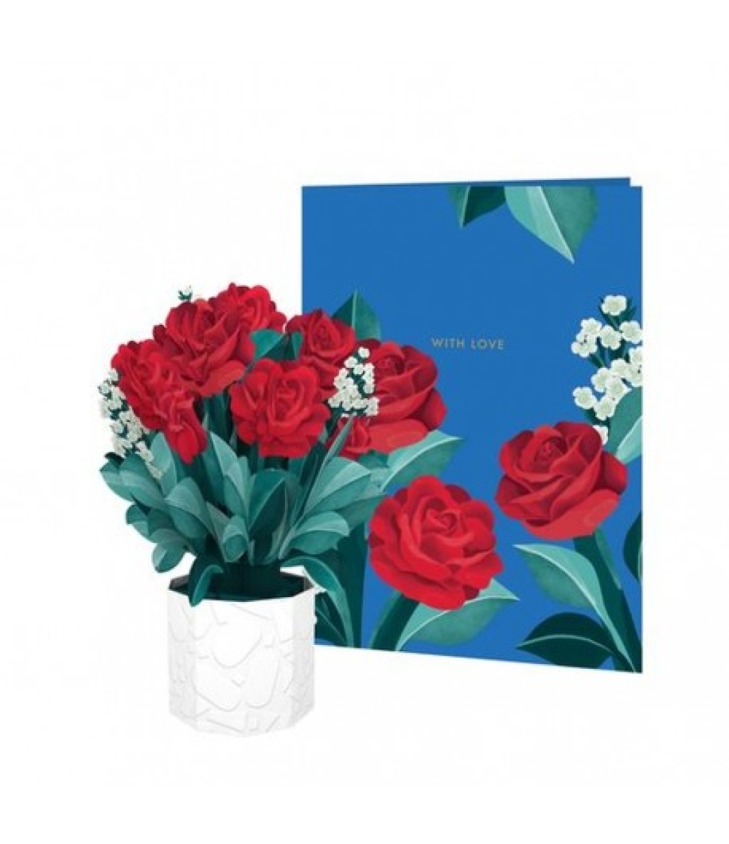 ORIGAMO Biglietto Di Auguri - Rose - Kirigami - Dadi e Mattoncini